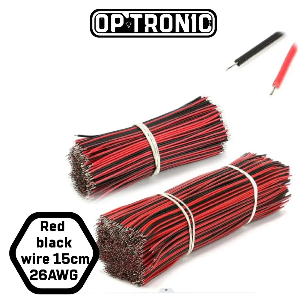 Red and black 2P electronic solder wire 26AWG 150MM | OP-Tronic