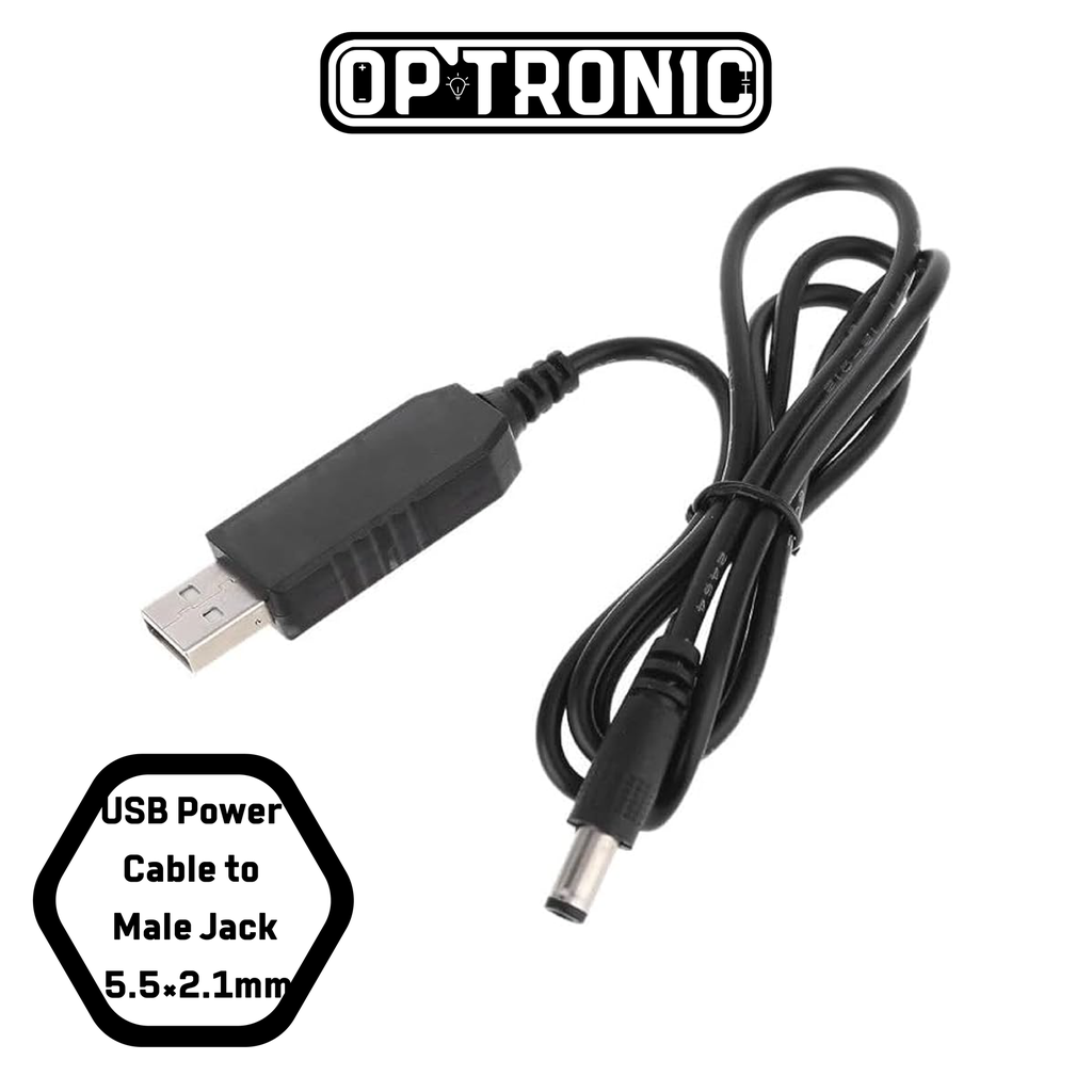USB Power Cable to Male Adapter Jack 5.5×2.1mm | OP-Tronic